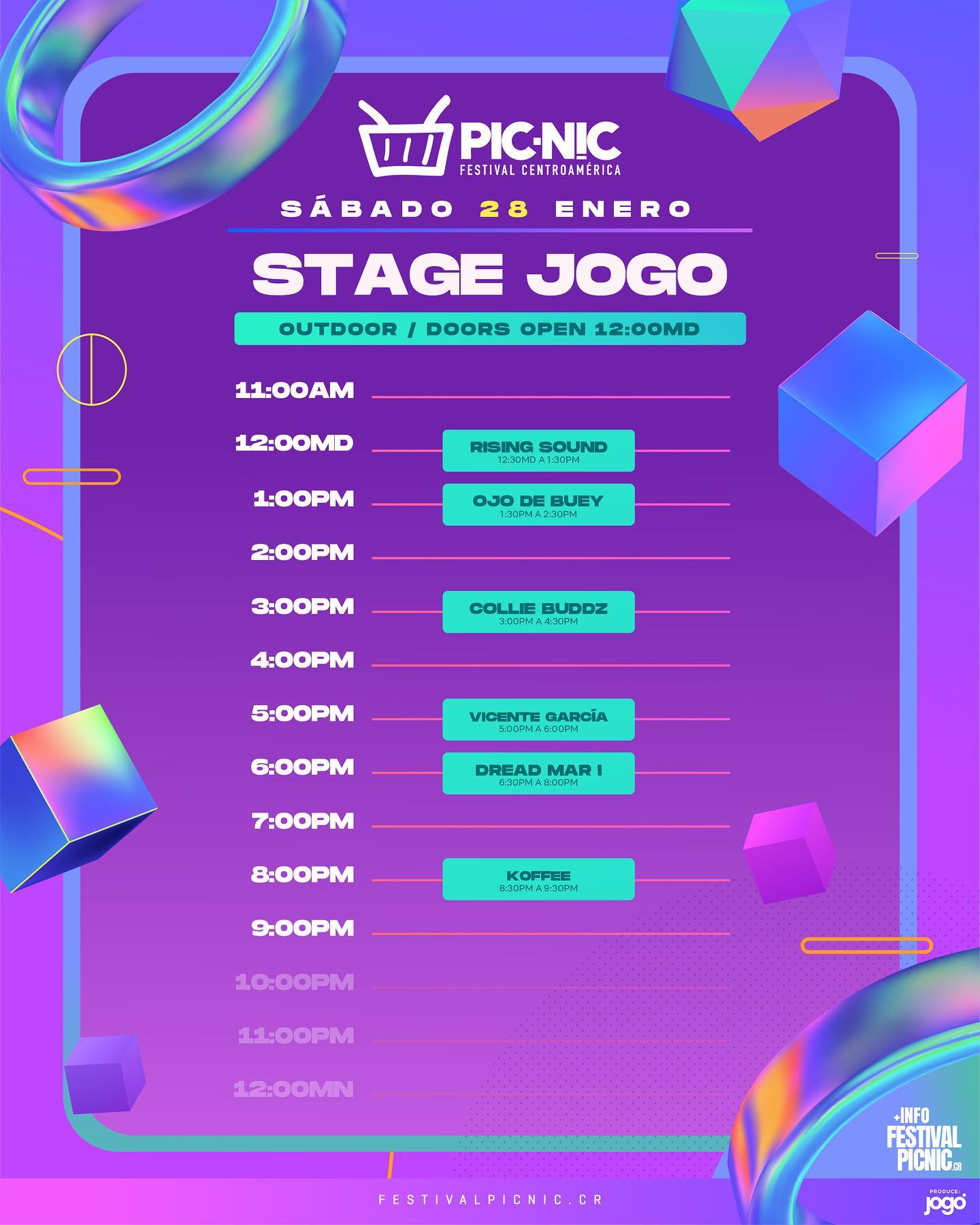 Conozca el cronograma de Picnic de este sábado